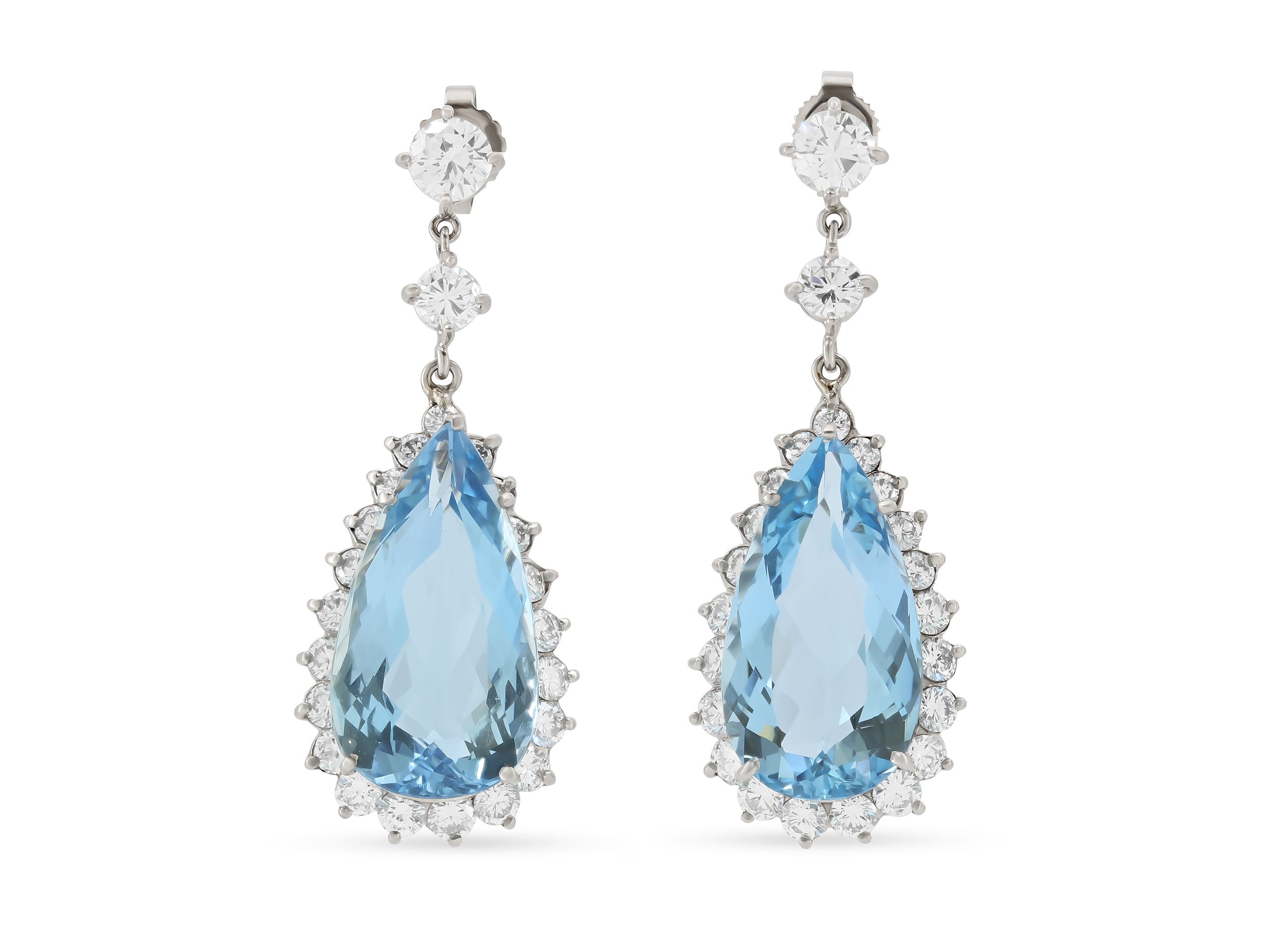 Mid-Century Aquamarine and Diamond Earrings in Plati #520897 – Beladora