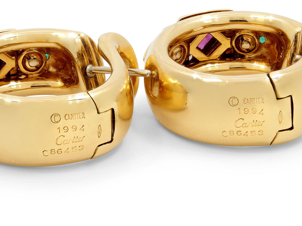Cartier Ruby, Emerald and Diamond Earrings in 18K Go #504460 – Beladora