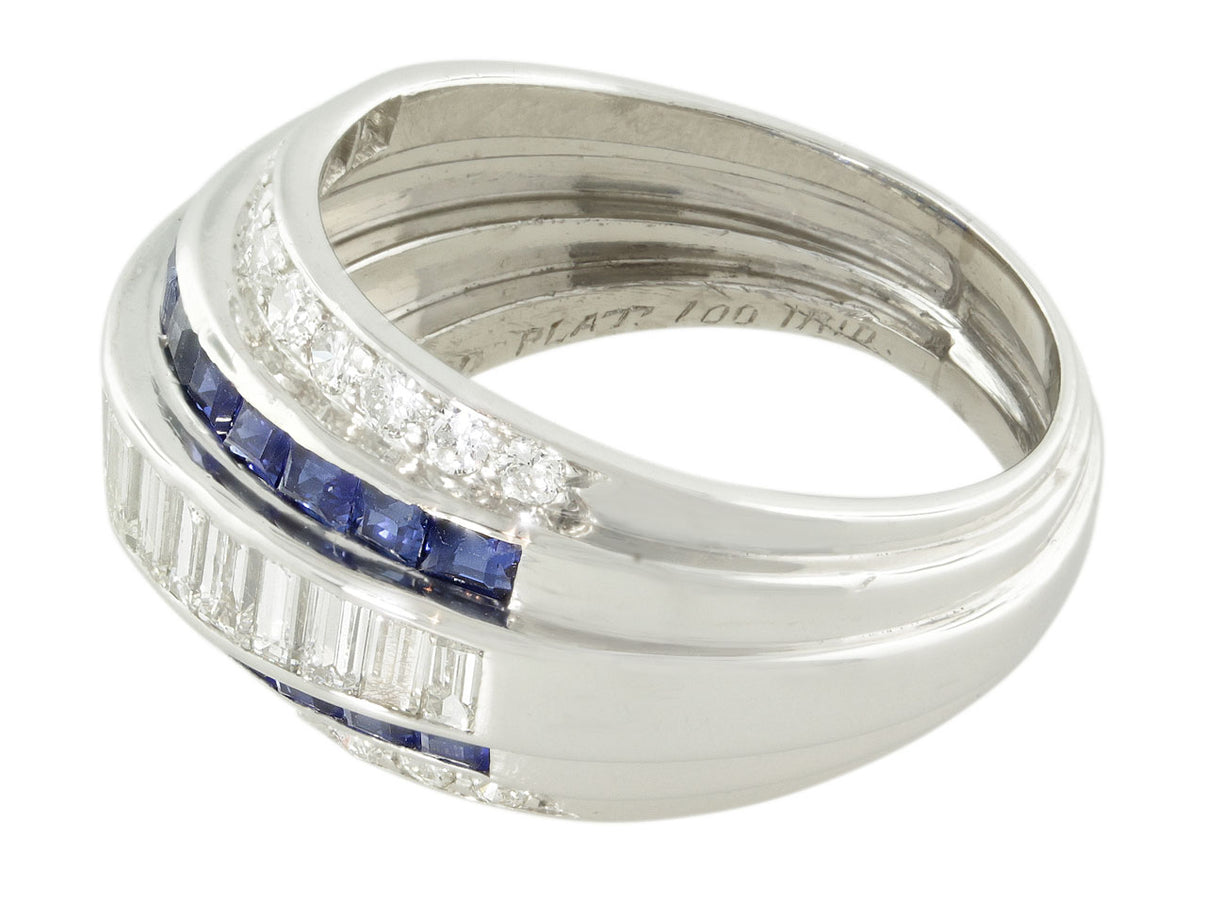 Mid-Century Sapphire and Diamond Ring in Platinum #504993 – Beladora