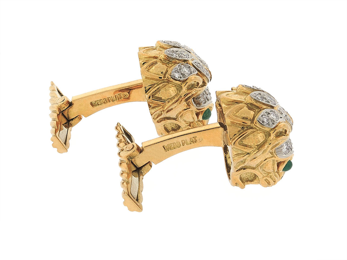David Webb Diamond and Emerald Cufflinks and Stud Dr #505607 – Beladora