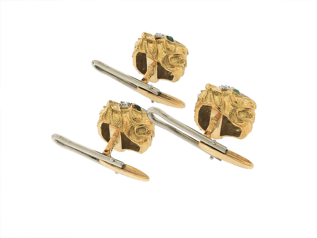 David Webb Diamond and Emerald Cufflinks and Stud Dr #505607 – Beladora