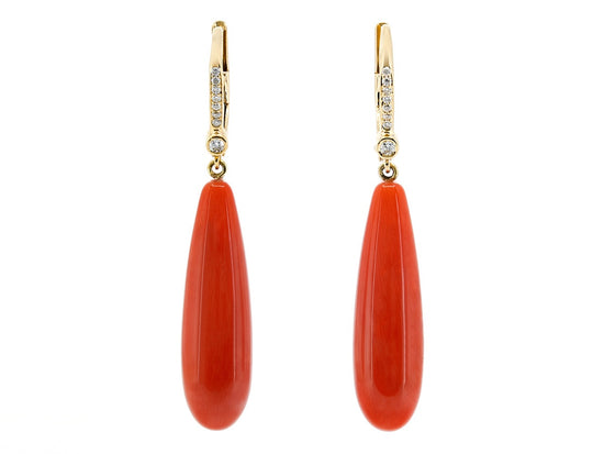 Beladora 'Bespoke' Red Coral and Diamond Dangle Earr #512466