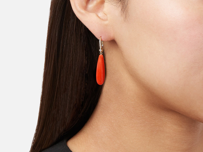 Beladora 'Bespoke' Red Coral and Diamond Dangle Earr #512466
