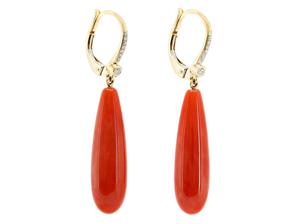 Beladora 'Bespoke' Red Coral and Diamond Dangle Earr #512466