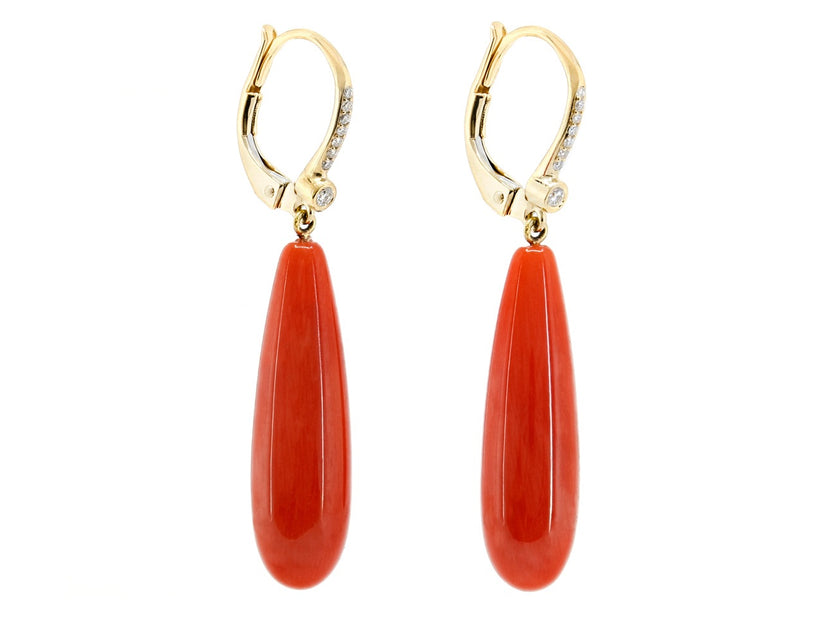 Beladora 'Bespoke' Red Coral and Diamond Dangle Earr #512466