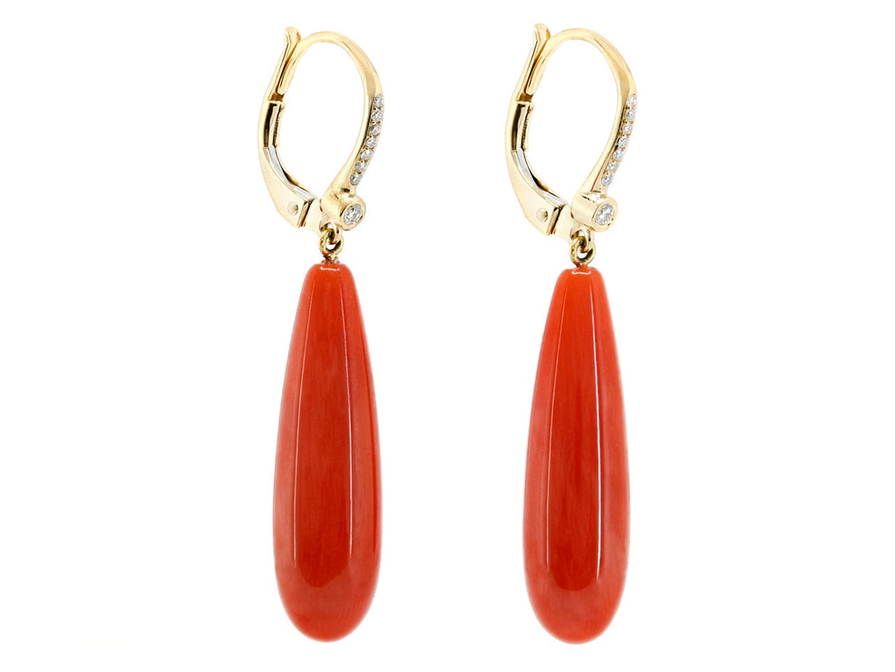 Beladora 'Bespoke' Red Coral and Diamond Dangle Earr #512466