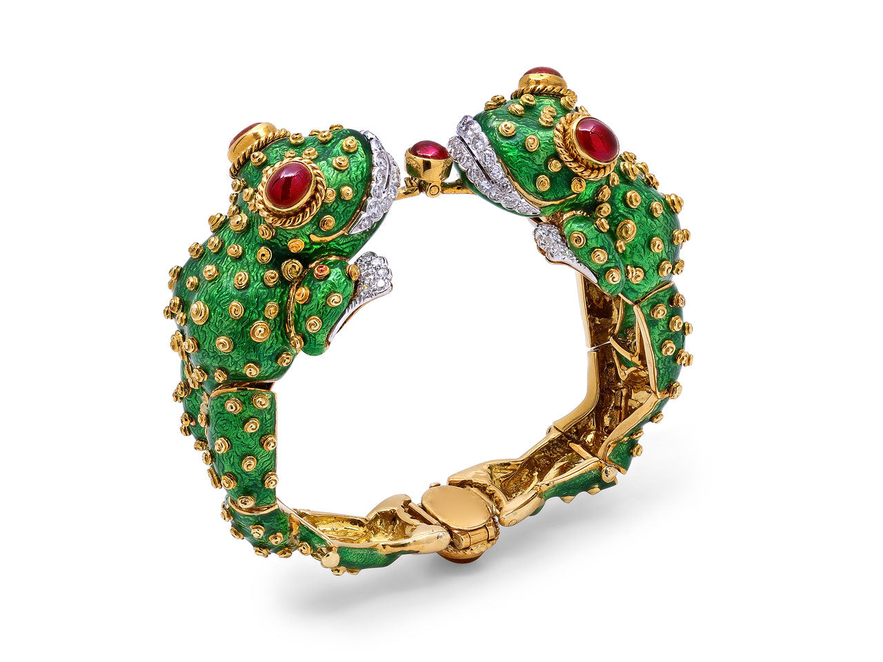 David Webb Ruby, Diamond and Enamel Frog Bracelet in #518067 – Beladora