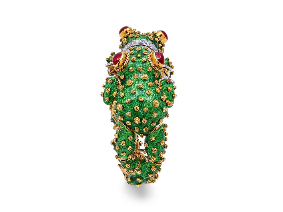 David Webb Ruby, Diamond and Enamel Frog Bracelet in #518067 – Beladora