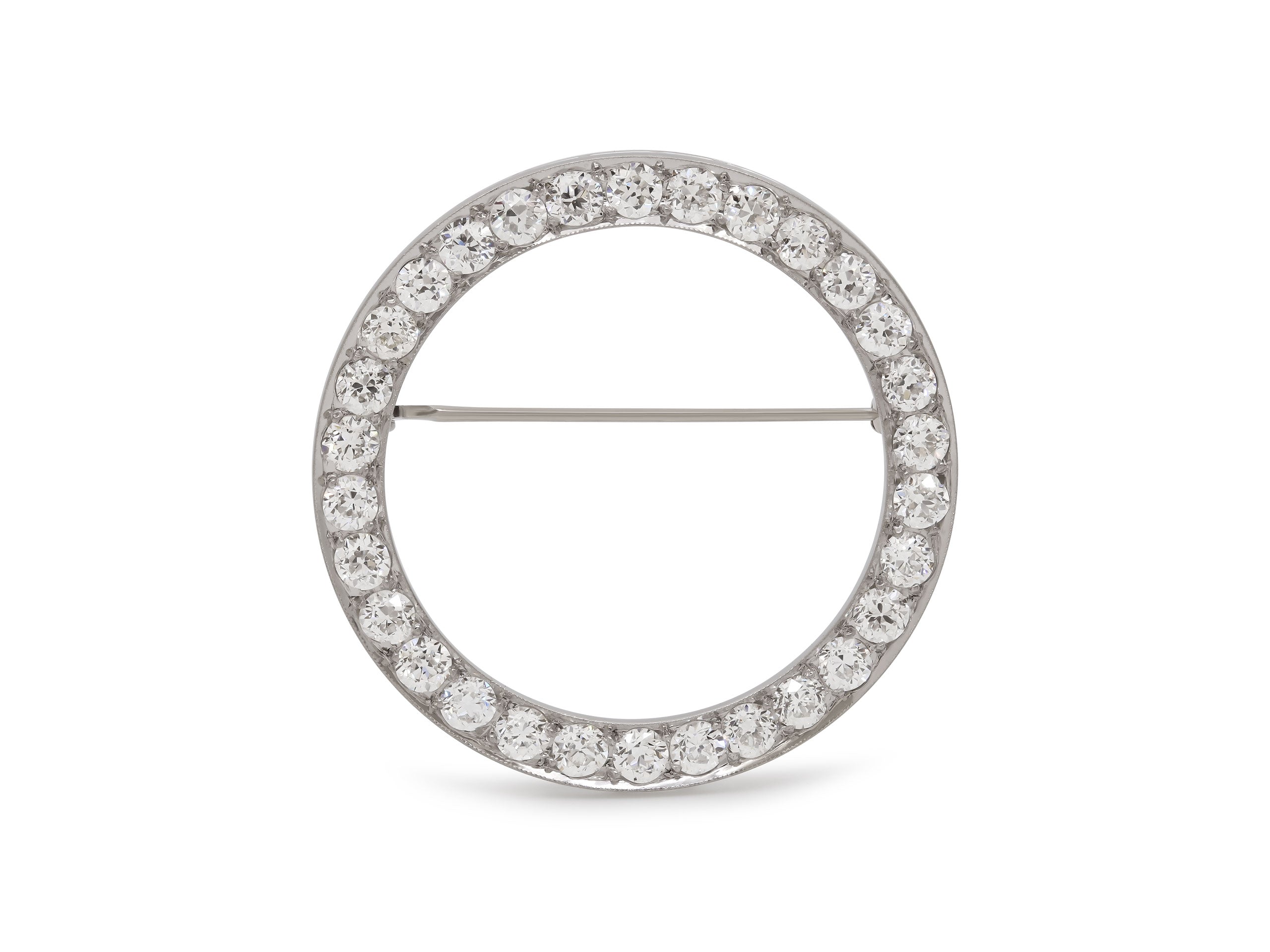 Mid-Century Diamond Circle Brooch in Platinum #521411 – Beladora