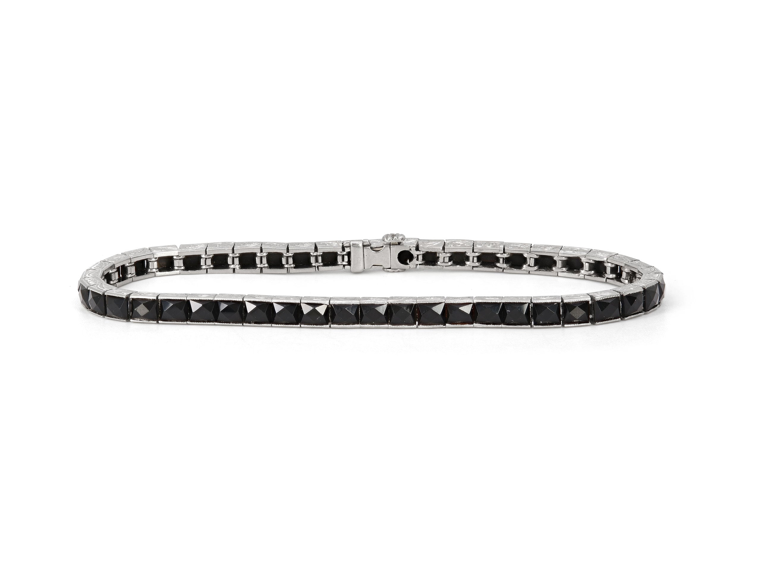 Art Deco Onyx Line Bracelet in Platinum #521421 – Beladora